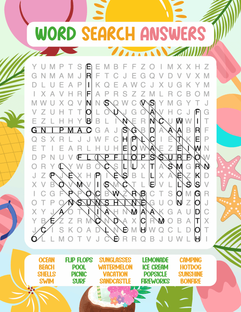 Free Printable Summer Word Searches - Prudent Penny Pincher