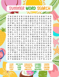Free Printable Summer Word Searches - Prudent Penny Pincher