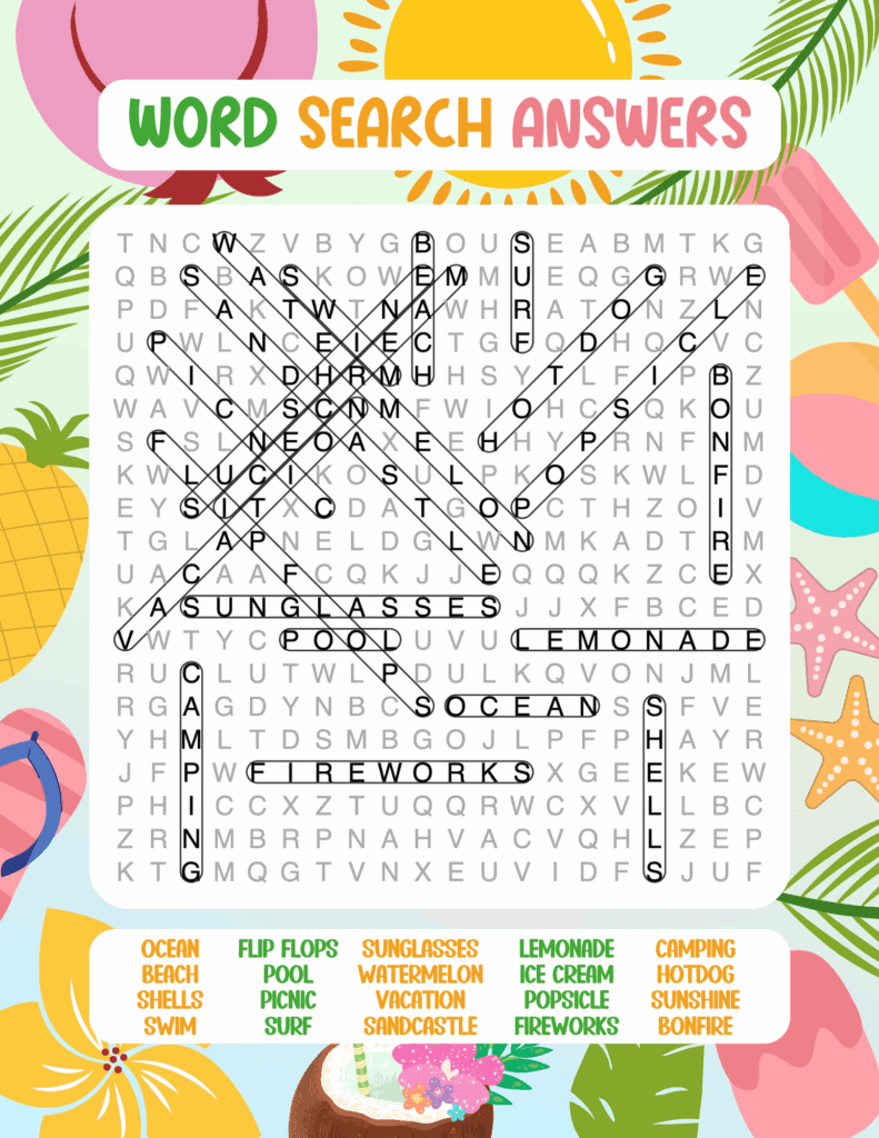 Free Printable Summer Word Searches - Prudent Penny Pincher