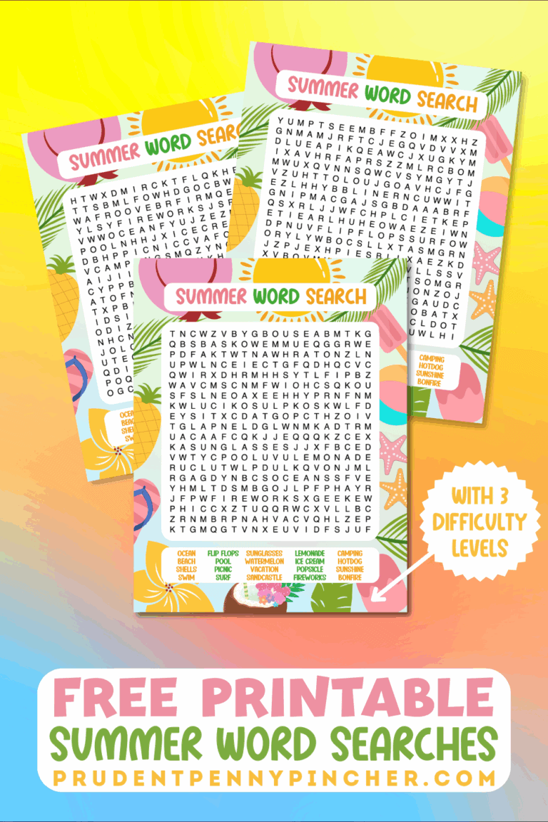 Free Printable Summer Word Searches - Prudent Penny Pincher