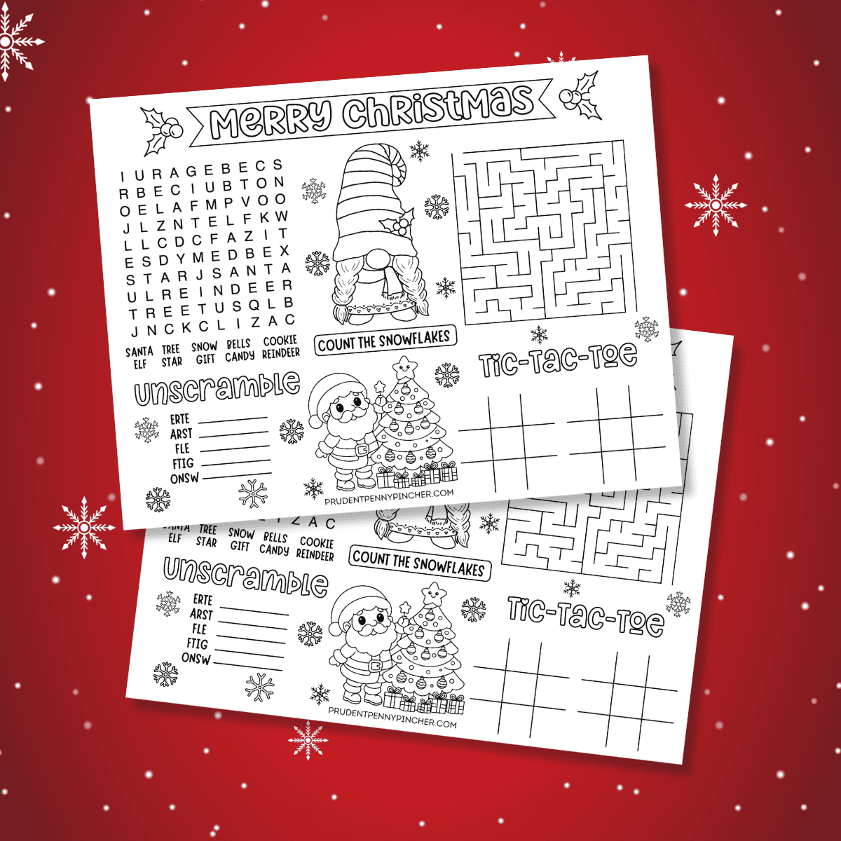 Free Printable Christmas Placemat for Kids - Prudent Penny Pincher