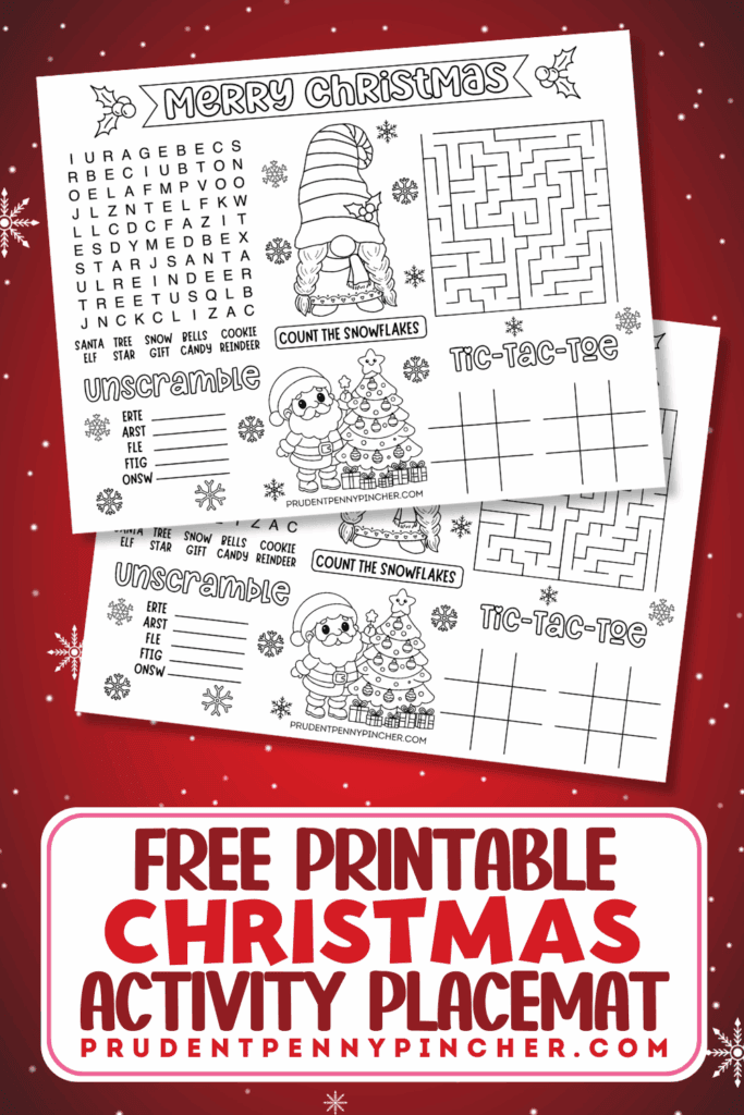 Free Printable Christmas Placemat for Kids - Prudent Penny Pincher