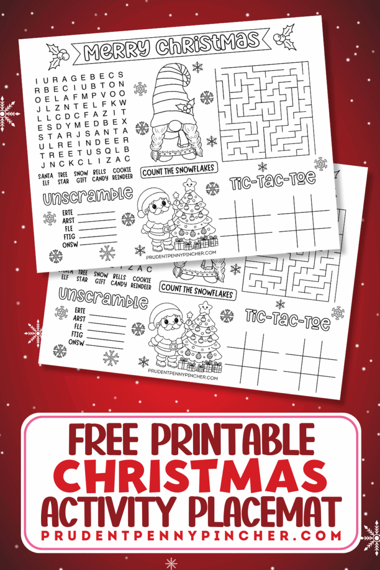 Free Printable Christmas Placemat for Kids - Prudent Penny Pincher