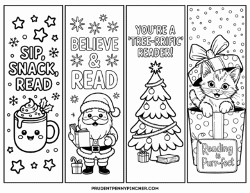 Free Printable Christmas Bookmarks for Kids to Color - Prudent Penny ...