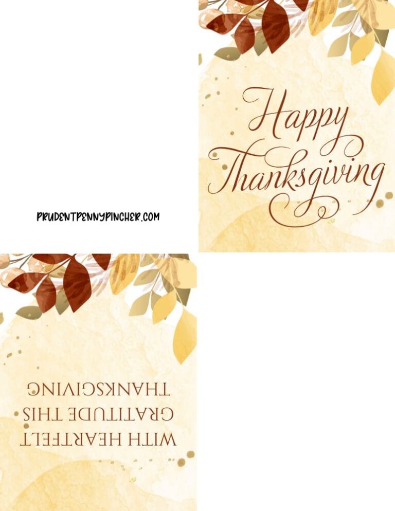 15 Free Printable Thanksgiving Cards - Prudent Penny Pincher