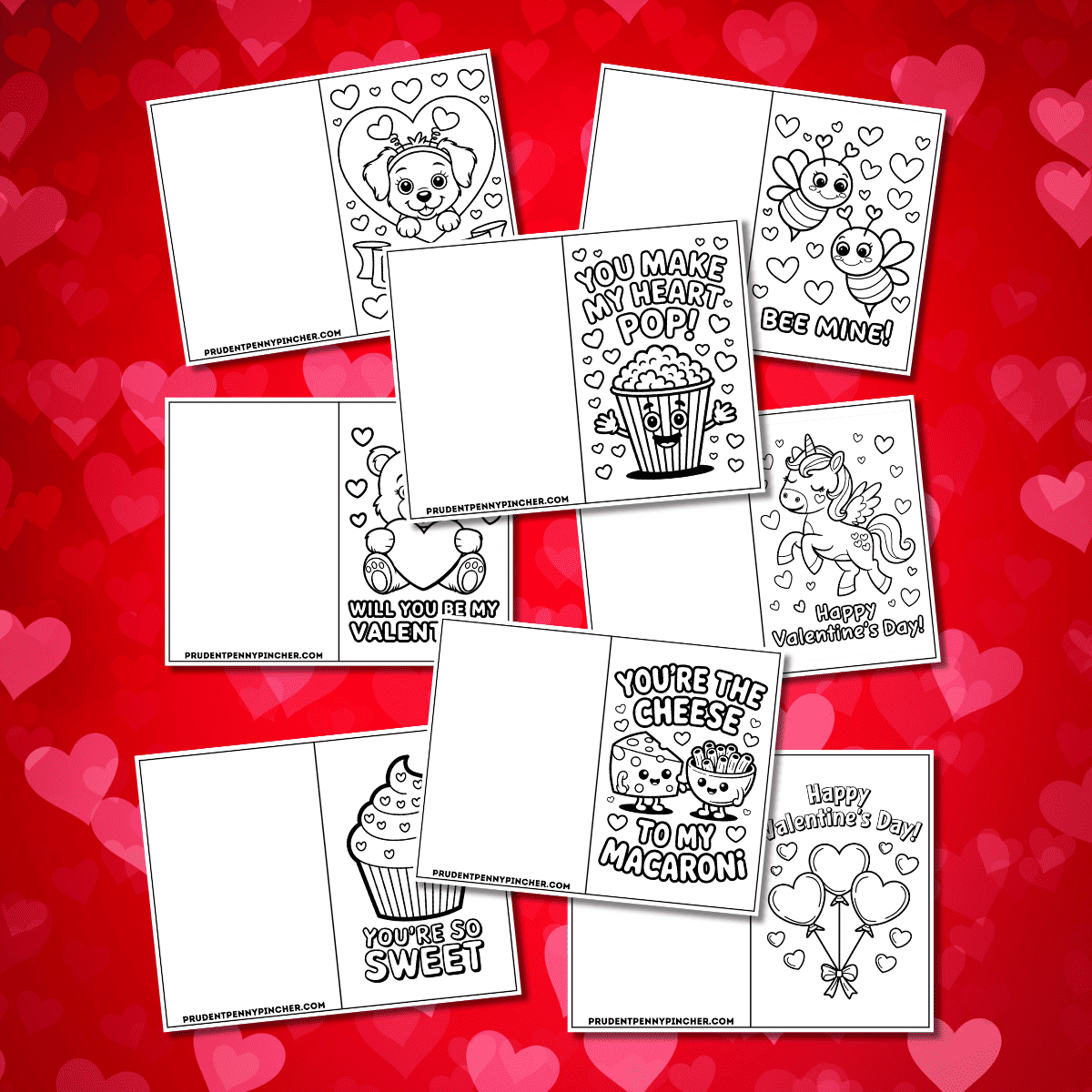 Free Printable Valentine's Day Coloring Cards for Kids - Prudent Penny ...