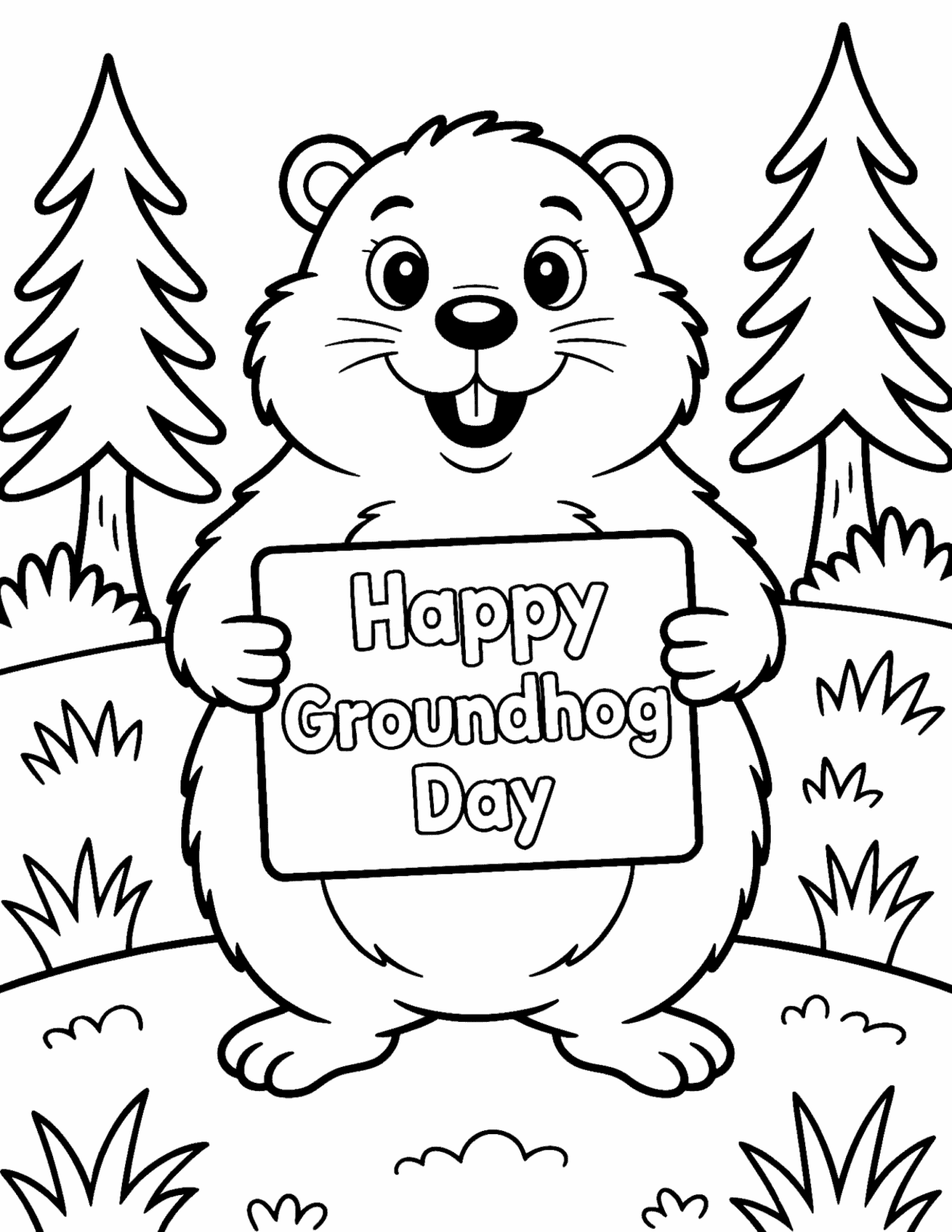 Free Printable Groundhog Day Coloring Pages for Kids - Prudent Penny ...