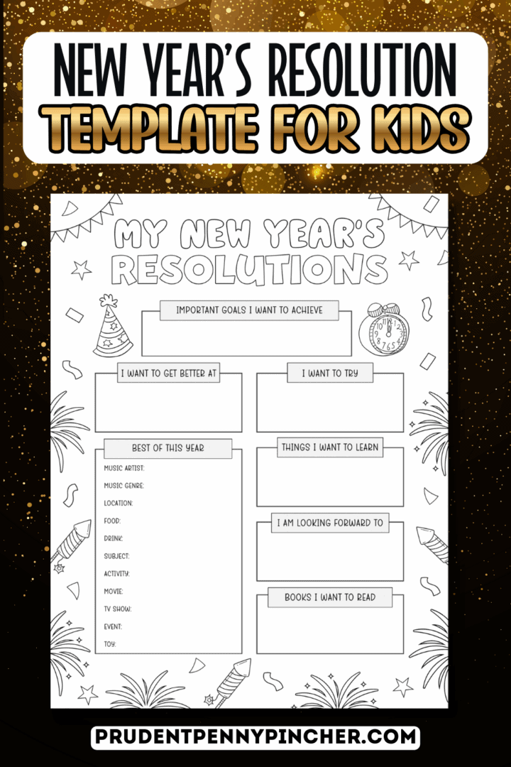 Free Printable New Year’s Resolution Template for Kids (2026) - Prudent ...