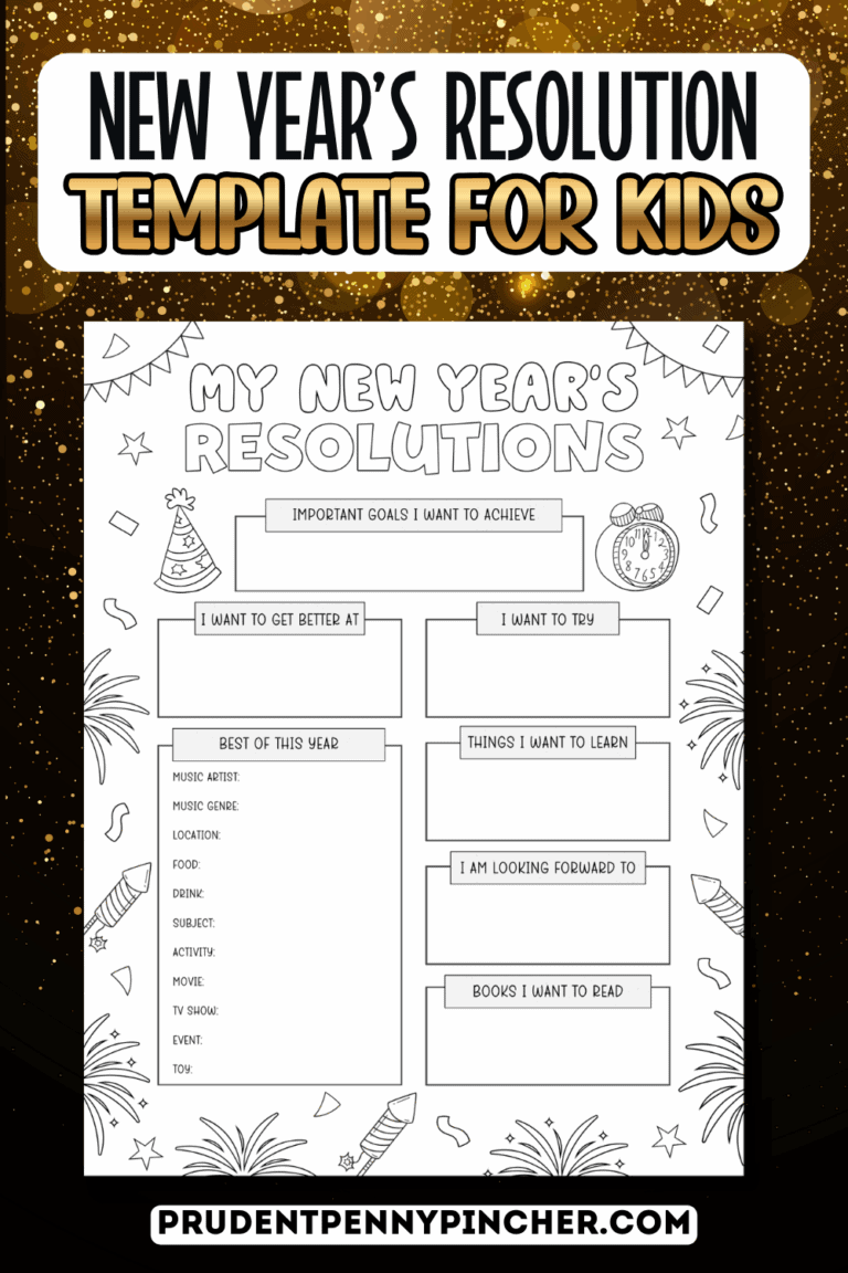 Free Printable New Year’s Resolution Template for Kids (2026) - Prudent ...