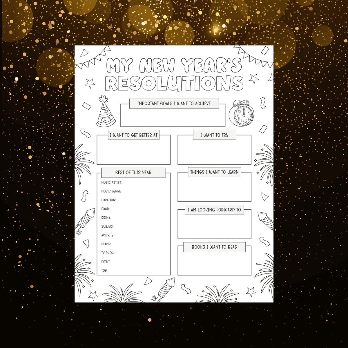 Free Printable New Year’s Resolution Template for Kids (2026) - Prudent ...