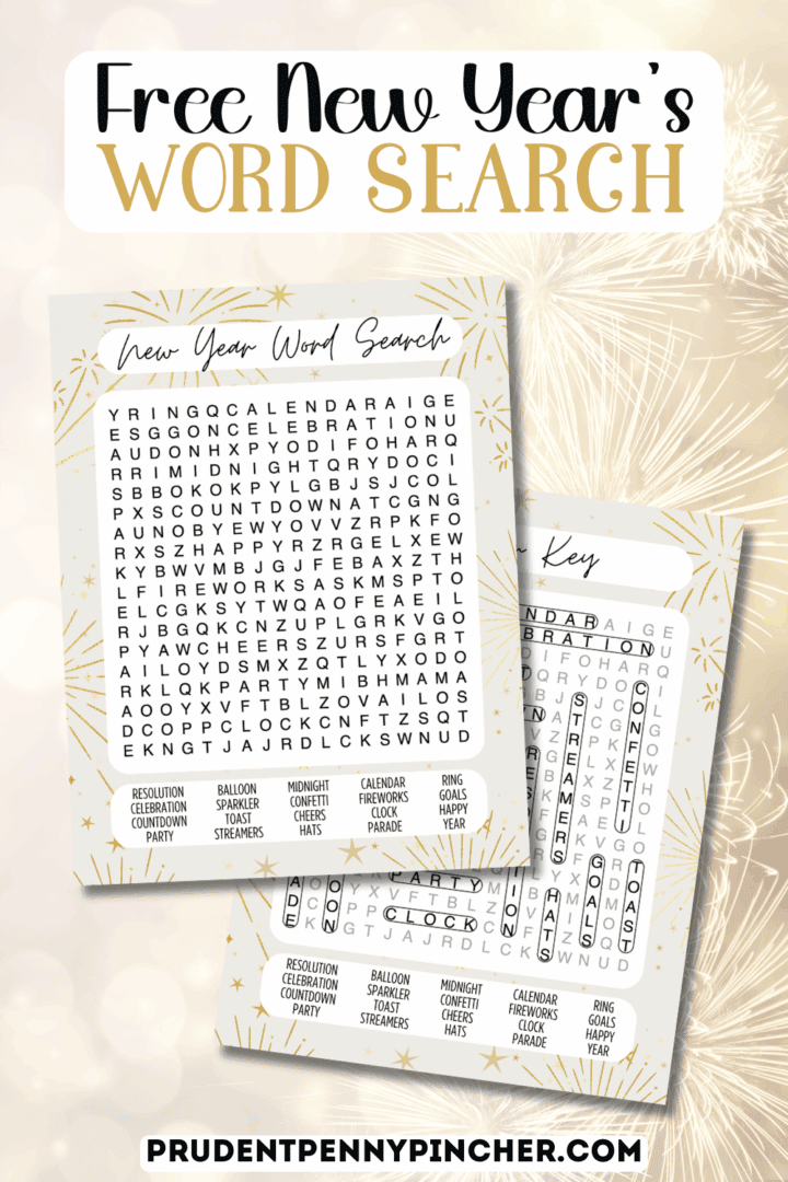 Free Printable New Year Word Search for 2026 - Prudent Penny Pincher