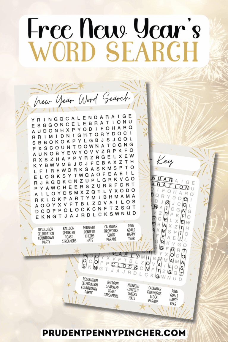 Free Printable New Year Word Search for 2026 - Prudent Penny Pincher