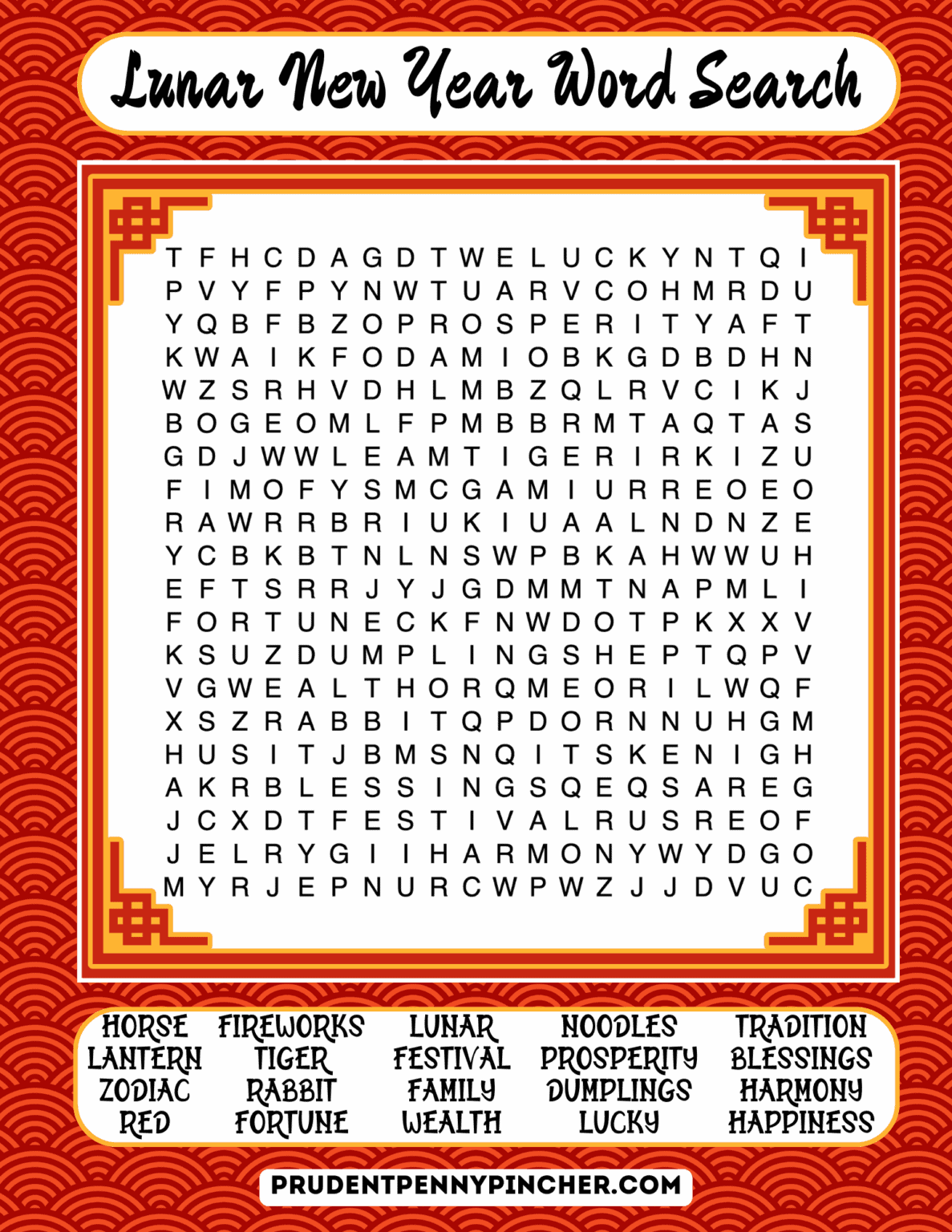 Free Printable Chinese New Year Word Search for 2026 - Prudent Penny ...