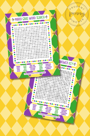 Free Printable Mardi Gras Word Search for 2026 - Prudent Penny Pincher