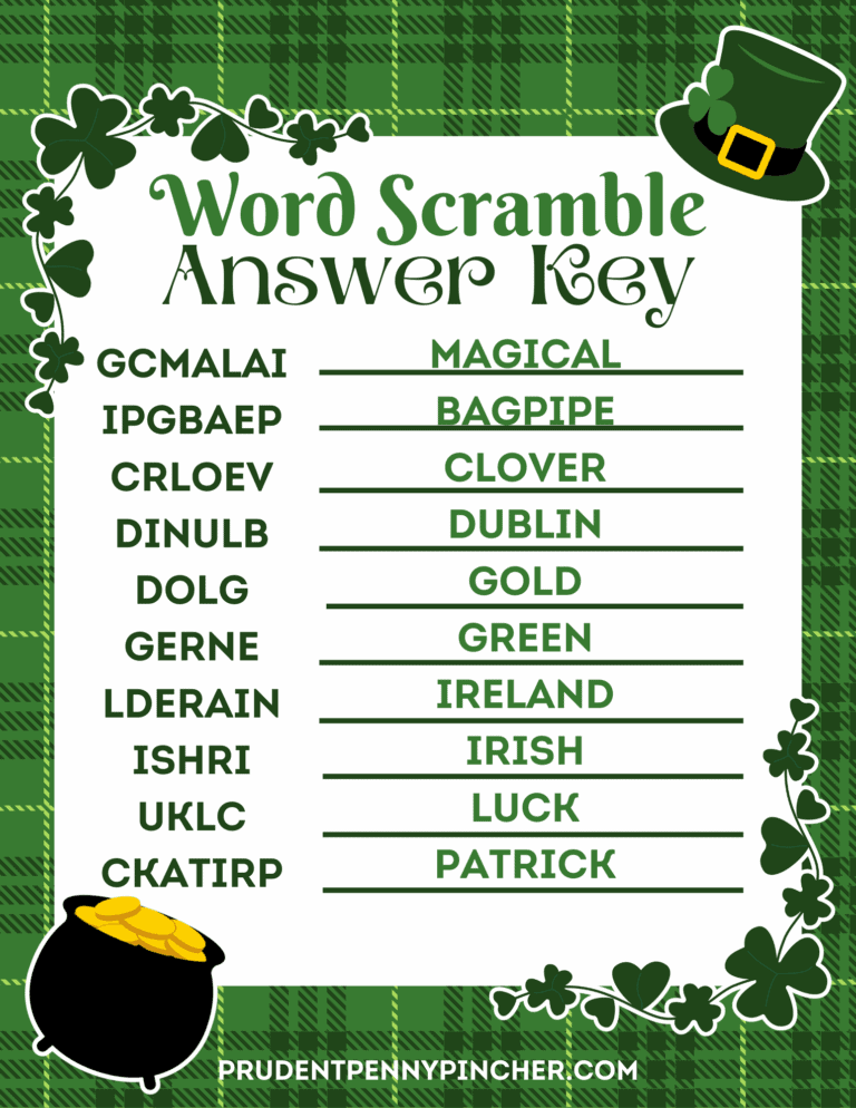 Free Printable St. Patrick’s Day Word Scramble (With Answer Key ...