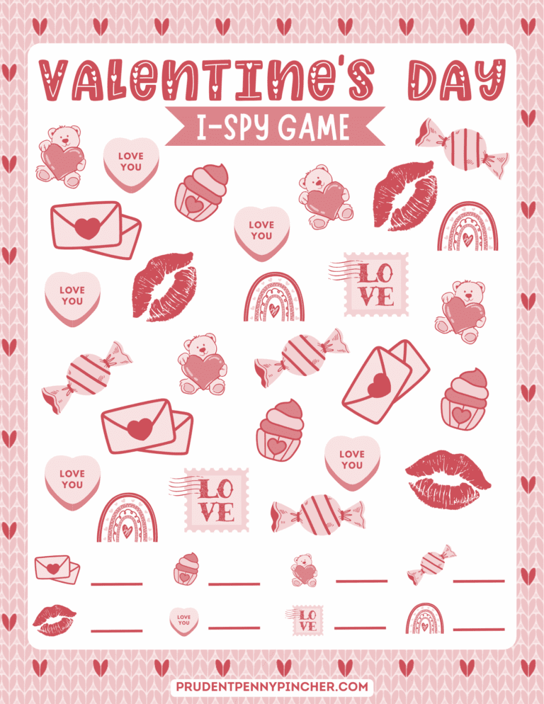 Free Printable Valentine I Spy Game for Kids - Prudent Penny Pincher