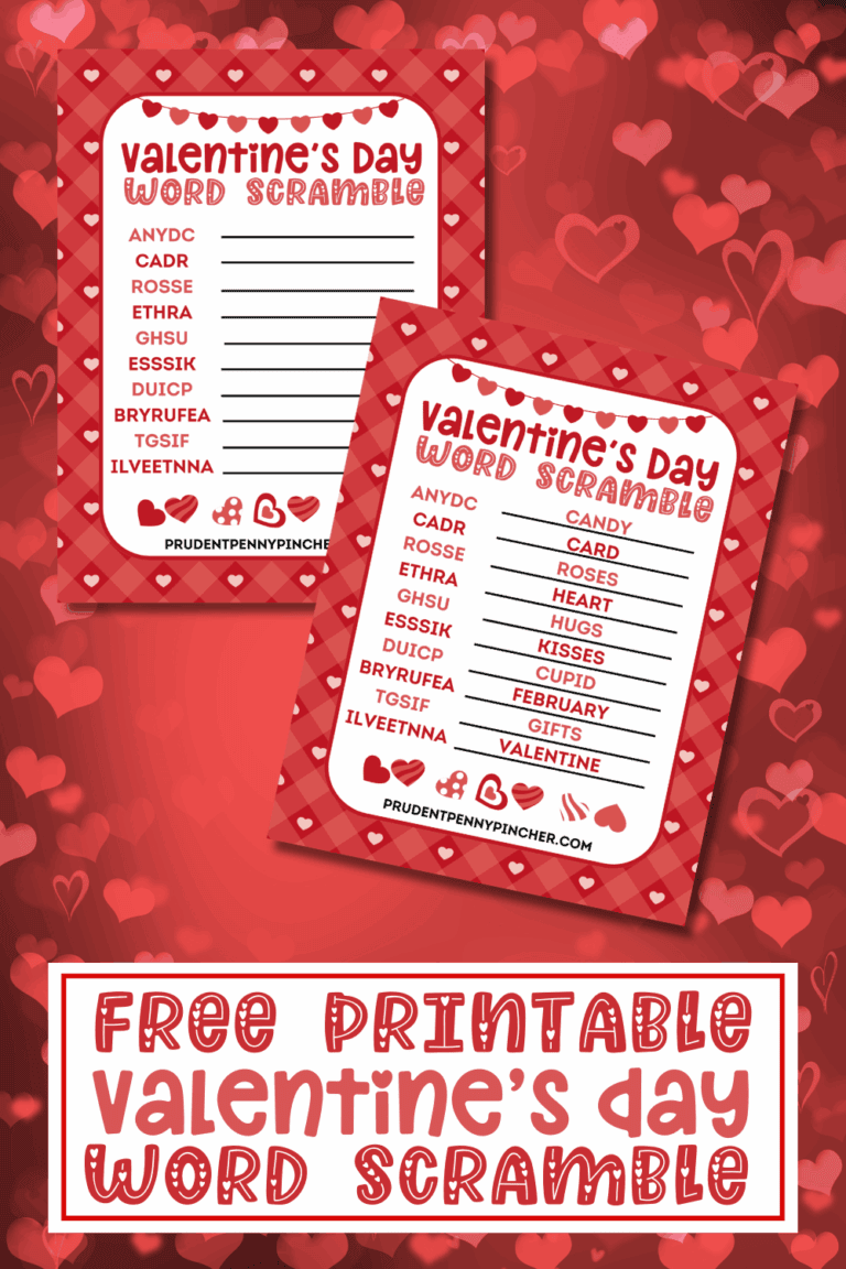 Free Printable Valentine's Day Word Scramble Game for Kids - Prudent ...