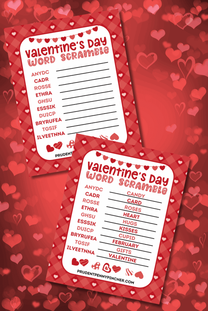 Free Printable Valentine's Day Word Scramble Game for Kids - Prudent ...