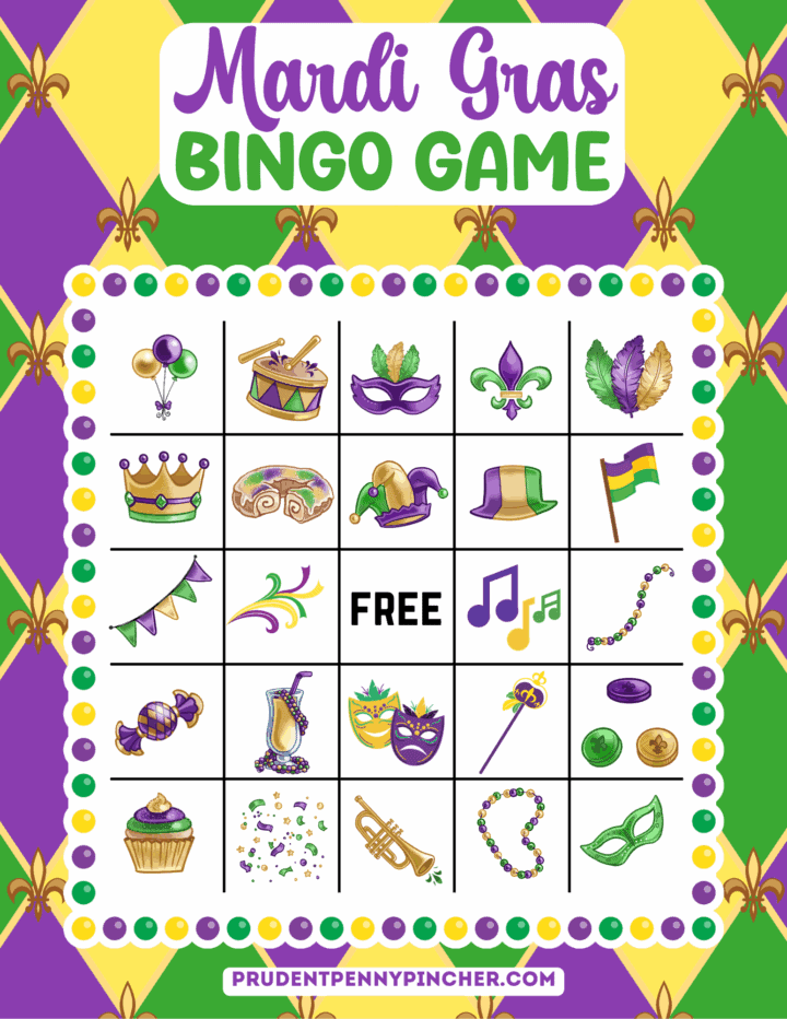 Free Printable Mardi Gras Bingo Cards - Prudent Penny Pincher