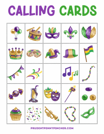 Free Printable Mardi Gras Bingo Cards - Prudent Penny Pincher