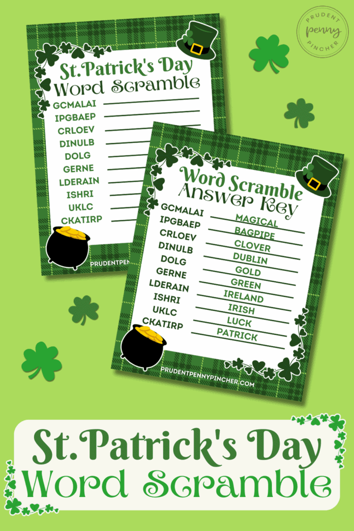 Free Printable St. Patrick’s Day Word Scramble (With Answer Key ...