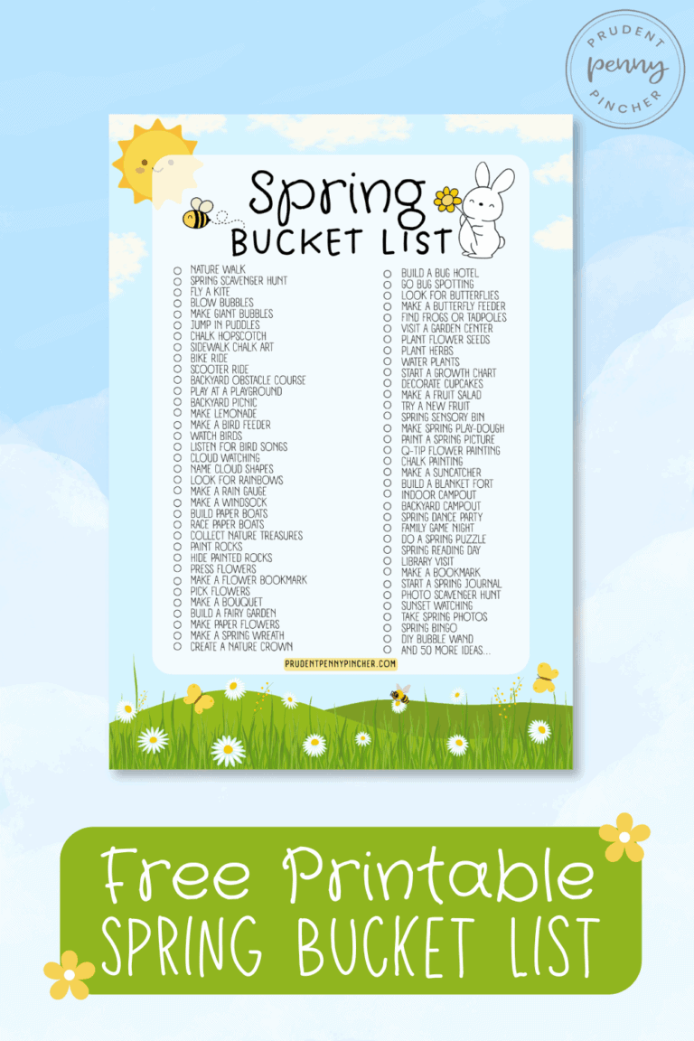 Free Printable Spring Bucket List for Kids - Prudent Penny Pincher
