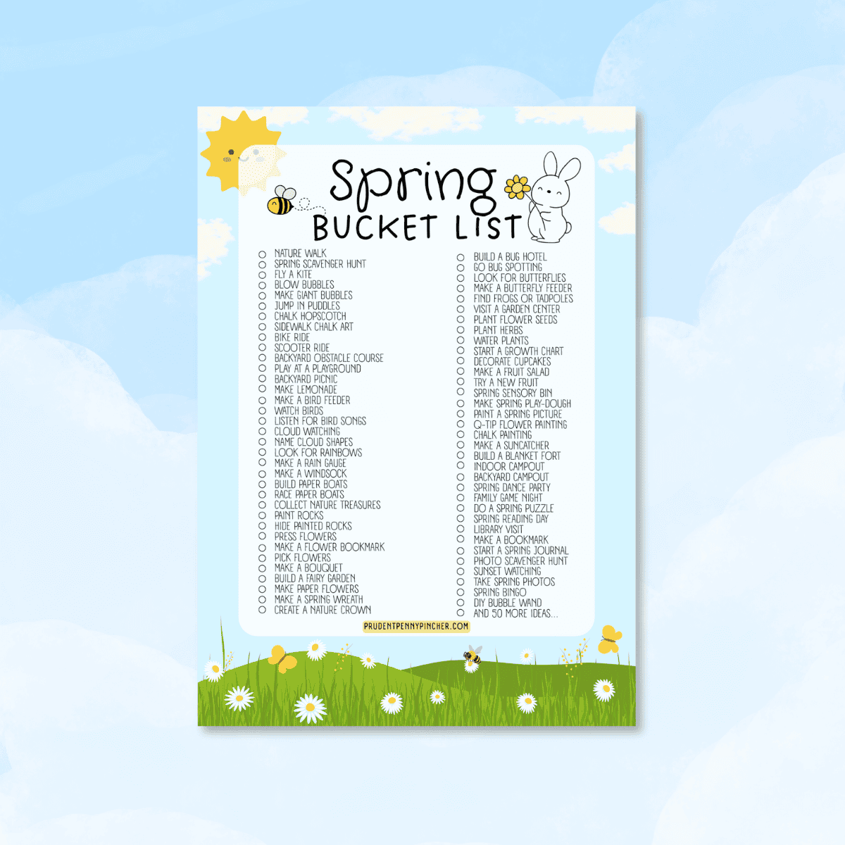 Free Printable Spring Bucket List for Kids - Prudent Penny Pincher