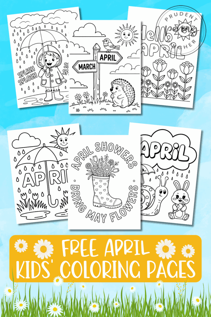 Free Printable April Coloring Pages for Kids - Prudent Penny Pincher
