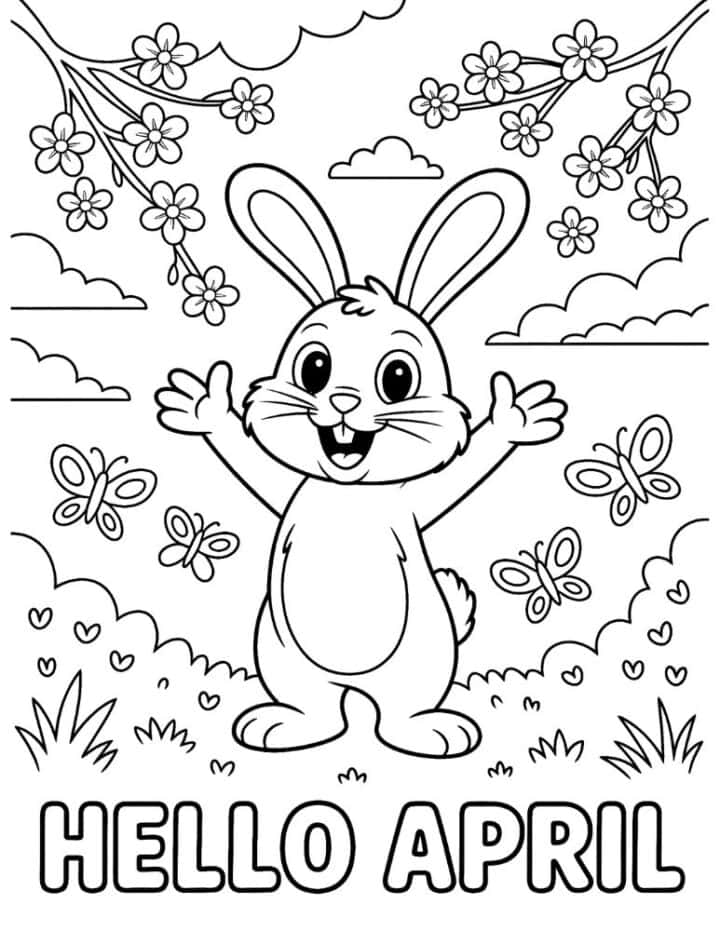 Free Printable April Coloring Pages for Kids - Prudent Penny Pincher