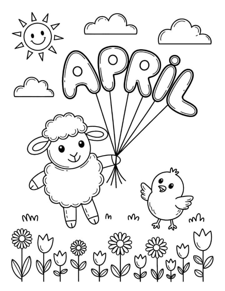 Free Printable April Coloring Pages for Kids - Prudent Penny Pincher
