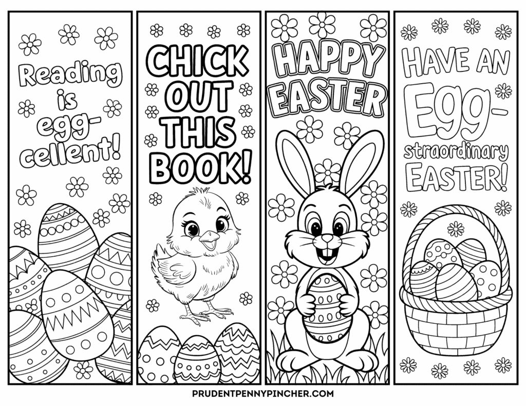 Free Printable Easter Bookmarks to Color - Prudent Penny Pincher