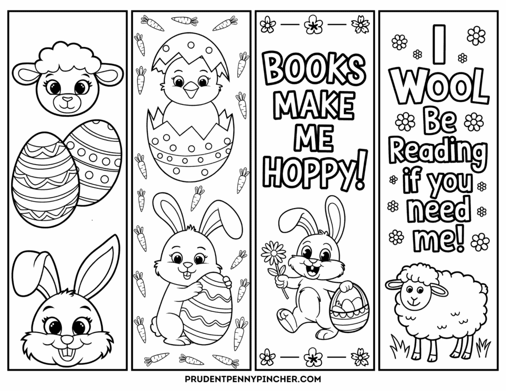 Free Printable Easter Bookmarks to Color - Prudent Penny Pincher