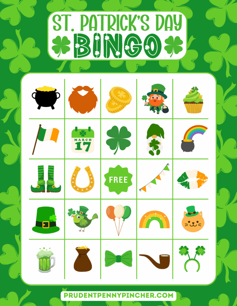 Free Printable St. Patrick's Day Bingo Cards - Prudent Penny Pincher