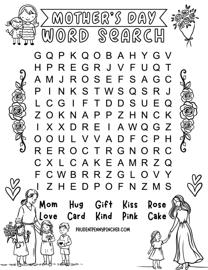 Free Printable Mother’s Day Word Searches for Kids - Prudent Penny Pincher
