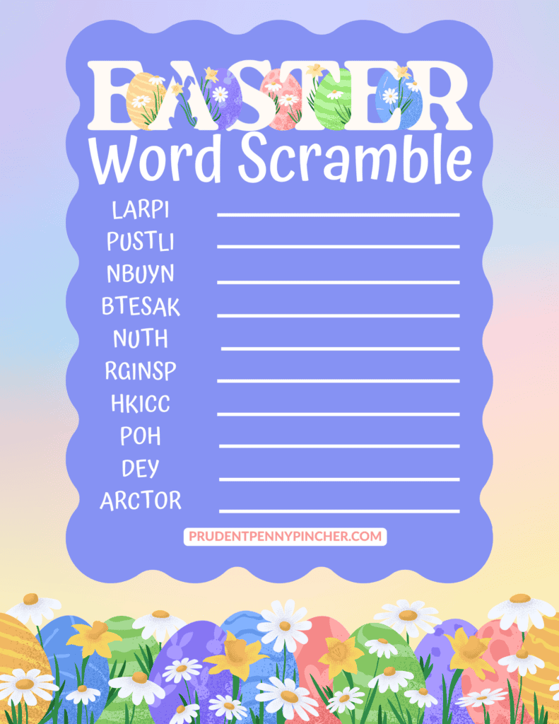 Free Printable Easter Word Scramble Games for Kids - Prudent Penny Pincher