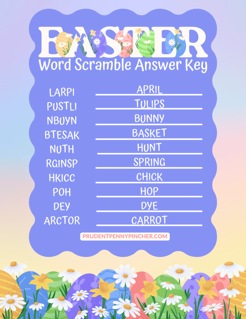 Free Printable Easter Word Scramble Games for Kids - Prudent Penny Pincher