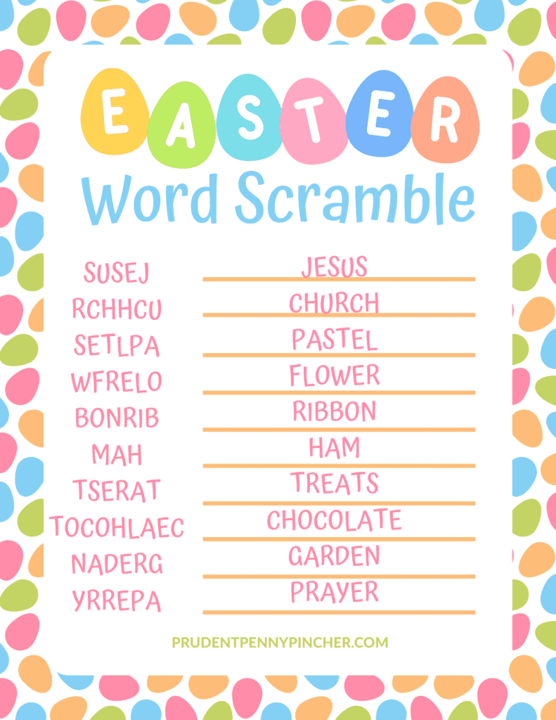 Free Printable Easter Word Scramble Games for Kids - Prudent Penny Pincher