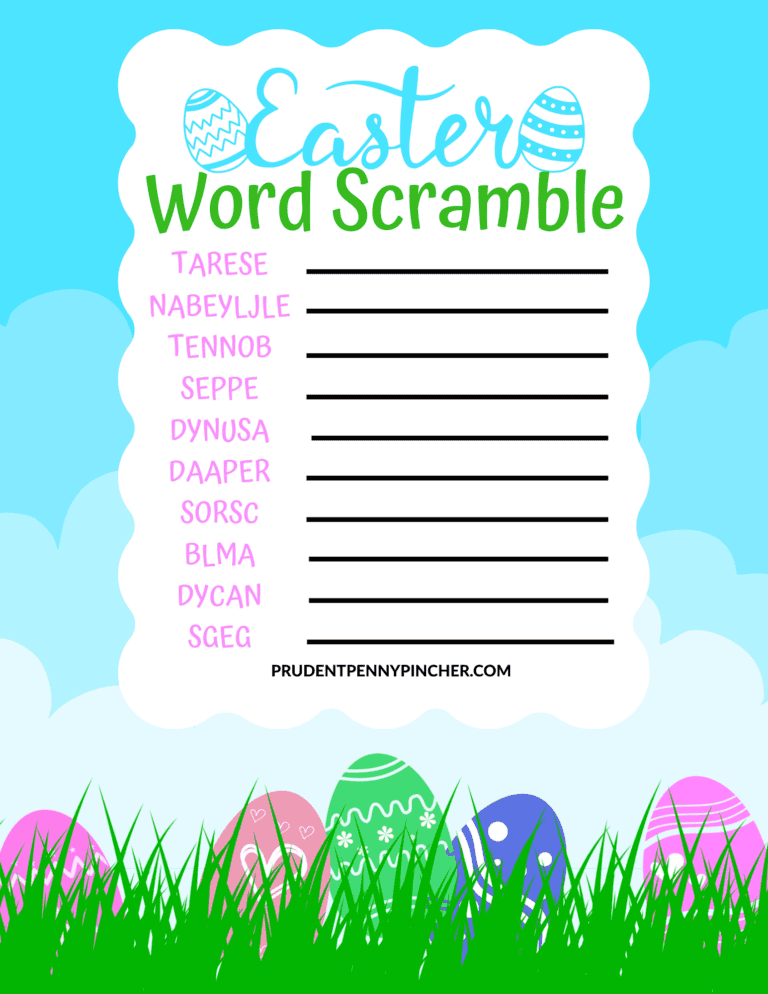 Free Printable Easter Word Scramble Games for Kids - Prudent Penny Pincher