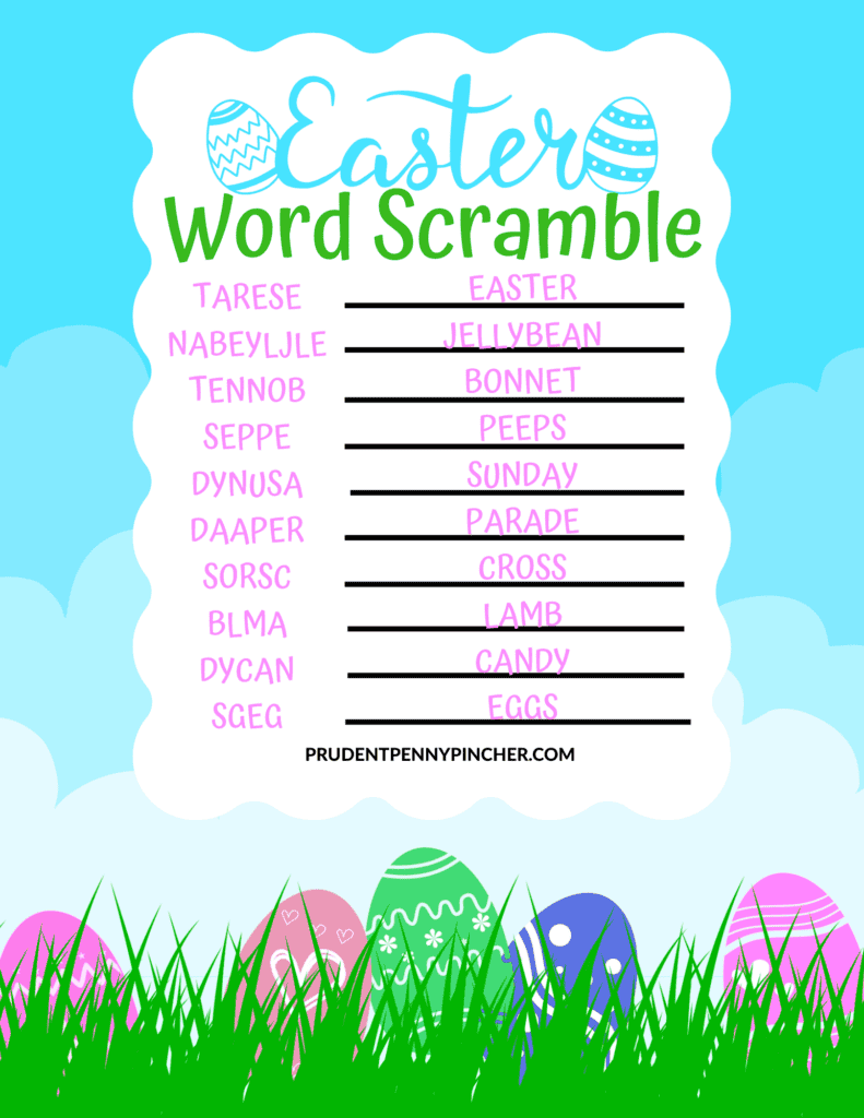 Free Printable Easter Word Scramble Games for Kids - Prudent Penny Pincher