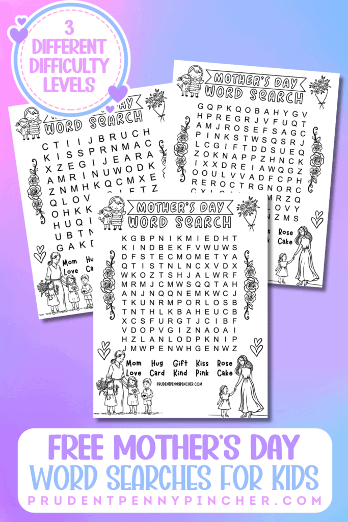 Free Printable Mother’s Day Word Searches for Kids - Prudent Penny Pincher