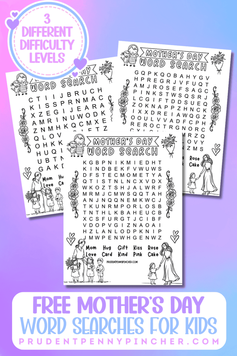 Free Printable Mother’s Day Word Searches for Kids - Prudent Penny Pincher