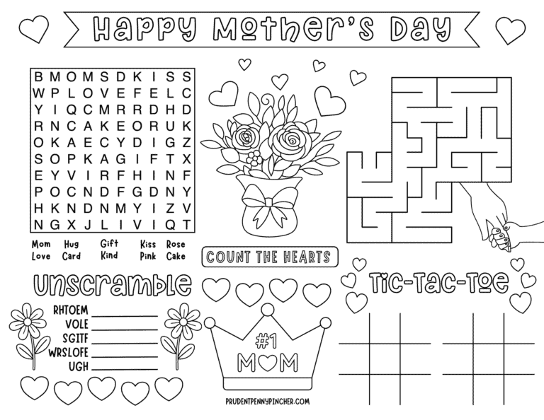 Free Printable Mother’s Day Worksheet for Kids - Prudent Penny Pincher