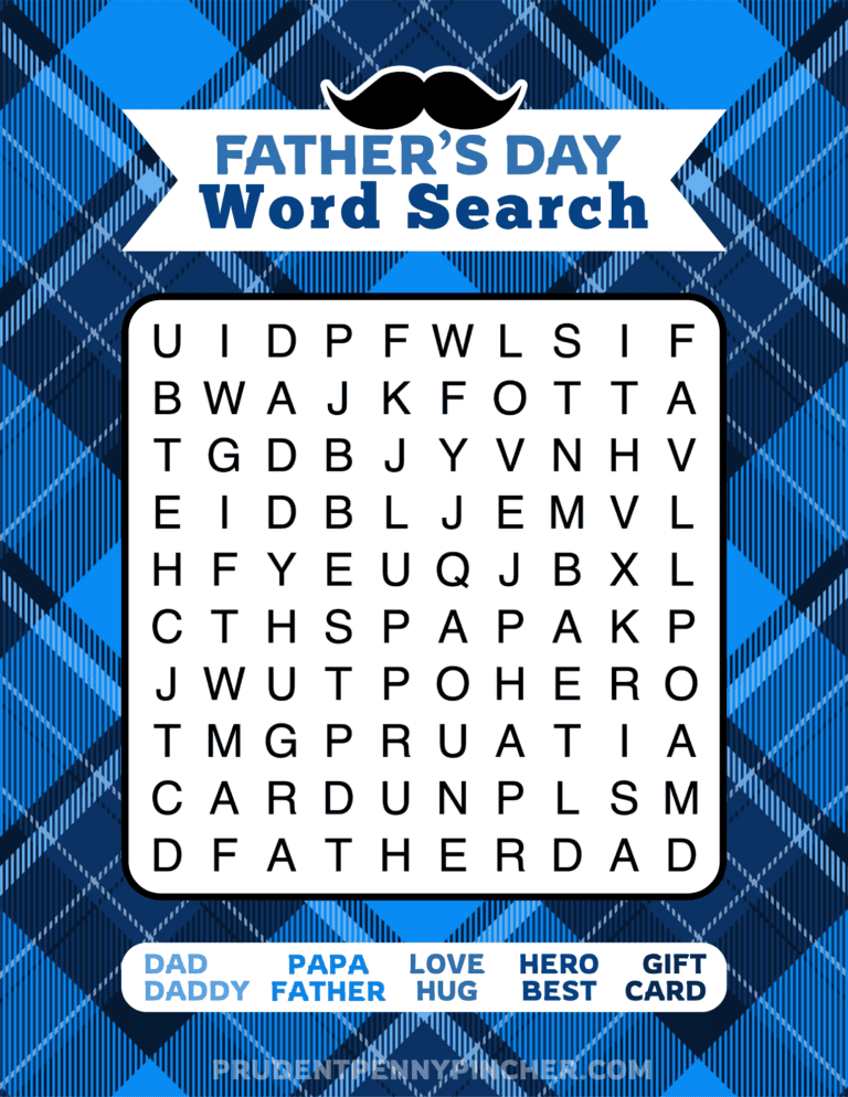 Free Printable Father’s Day Word Search Puzzles for Kids - Prudent ...