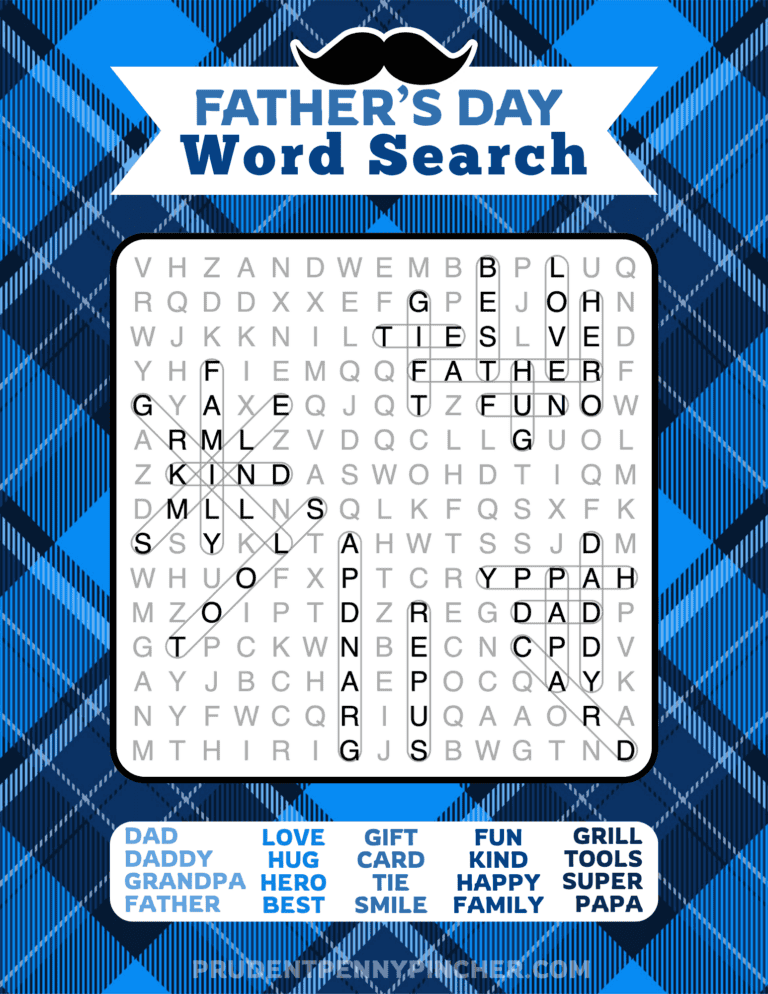 Free Printable Father’s Day Word Search Puzzles for Kids - Prudent ...
