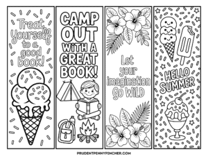 Free Printable Summer Bookmarks to Color for Kids - Prudent Penny Pincher