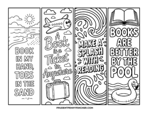 Free Printable Summer Bookmarks to Color for Kids - Prudent Penny Pincher