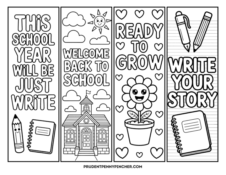 Free Printable Back to School Bookmarks to Color for Kids - Prudent ...