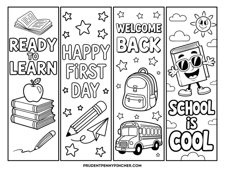 Free Printable Back to School Bookmarks to Color for Kids - Prudent ...