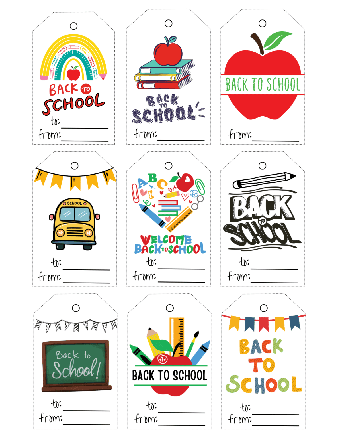 Free Printable Back to School Gift Tags - Prudent Penny Pincher