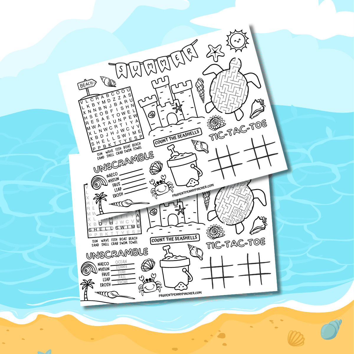Free Printable Summer Activity Placemat for Kids - Prudent Penny Pincher